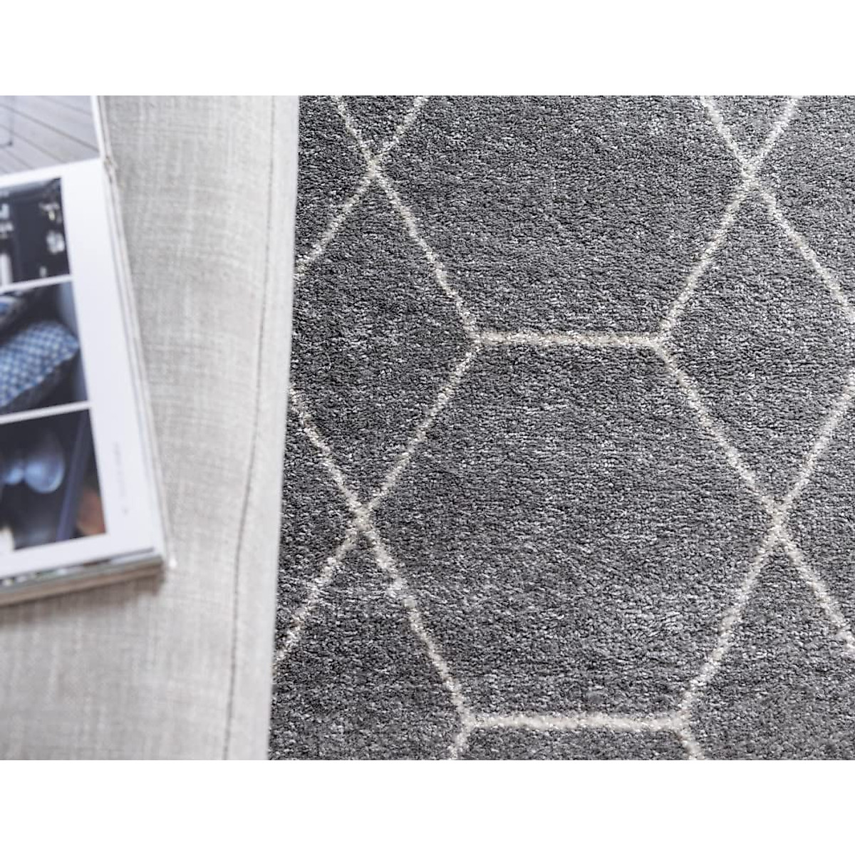 Unique Loom Trellis Frieze Collection Area Rug - Geometric (4' Square, Light Gray/ Ivory)