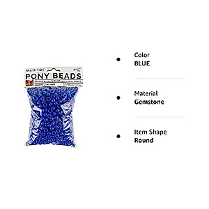 MAHITOI 1000-PC Opaque Blue Pony Beads Bag, Great Craft Projects for All Ages, Craft Projects of Bead Jewelry, Ornaments, Key Chains, Hair Beading, Round with Center Hole, 9mm Diameter, DIY Face Mask