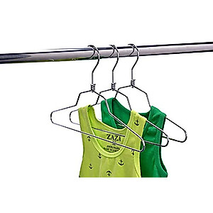 10 Quality Metal Children Hangers, Swivel Hook, Stainless Steel Heavy Duty Wire Clothes Hangers (10, Kids - 12" inch)