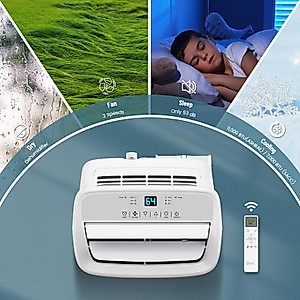 DuraComfort Portable Air Conditioners,11000 BTU(ASHRAE) /7000 BTU (SACC),Powerful AC Unit with Remote Controller,Cooling,Built-in Dehumidifier,Fan Modes,Reusable Filter,Up to 300 Sq.Ft