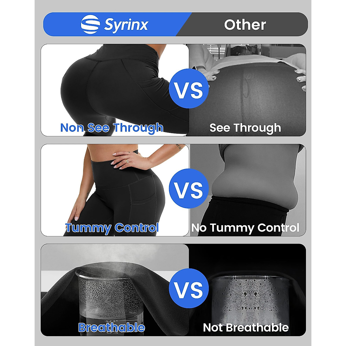 3 Packs Leggings with Pockets for Women, Soft High Waisted Tummy Control Workout Yoga Pants (Reg & Plus Size)