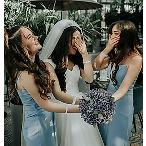 Jewdreamer 7PCS Rhinestone Bracelets for Women Cubic Zirconia Tennis Stretch Bracelet Bangle Bling Bikini Crystal Bracelet Sliver Sparkly Bridal Wedding Jewelry Bracelet Set