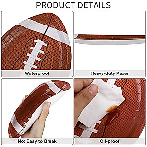 ADXCO 50 Pieces Football Shaped Disposable Paper Plates Football Party Plates Football Party Supplies for Football Theme Party Supplies Sports Game Birthday Decoration, 9.4 x 5.9 Inch