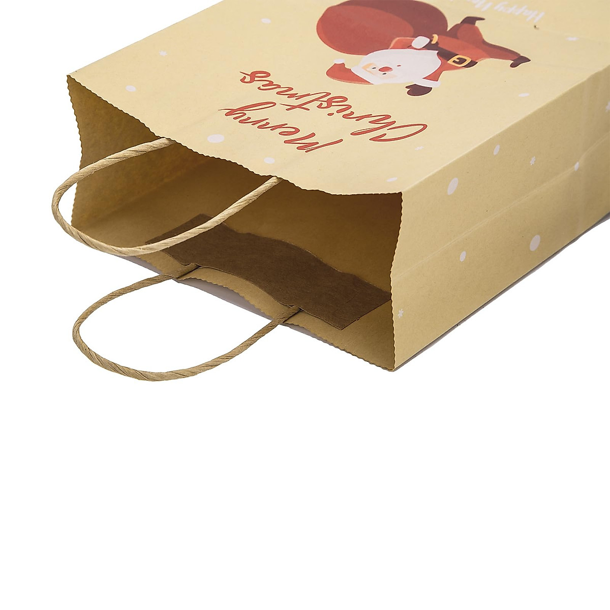 Ronvir 50Pcs Christmas Paper Bags, 7.2 x 3.2 x 8.8 inch Gift Bags Medium, Christmas Treat Bags, Xmas Goodie Bags With Handles Bulk For Christmas, Party