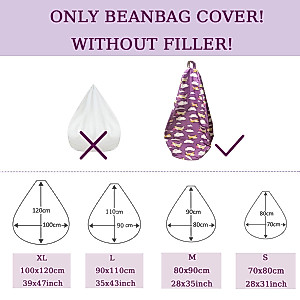 Lukery 3D Baseball Stuffed Animal Storage Bean Bag Chair Cover for Kids and Adults, Stuffable Beanbag (No Filler) Living Room Washable Bean Bag Lazy Sofa (XL/39.4x47.2'',White)