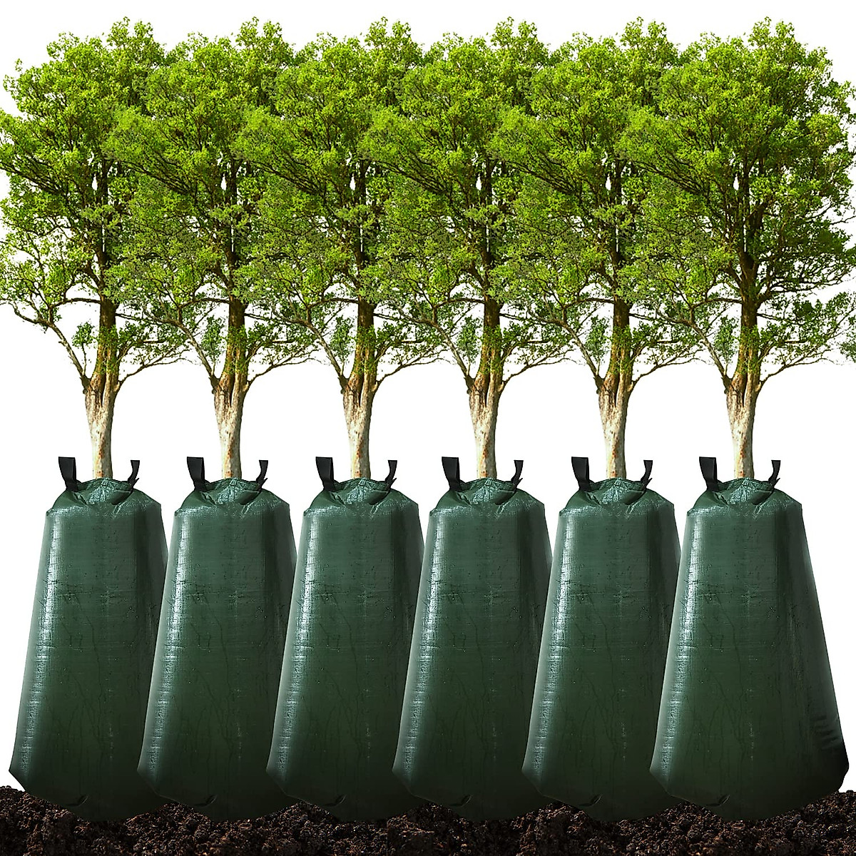 20 Gallon Tree Watering Bags, 6 Pack Slow Release Watering Bag with Zipper, Premium PE Drip Irrigation System for Trees, Reusable, 3-8 Hours Releasing Time