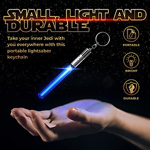 LIGHTSABER KEYCHAIN LIGHT UP LED STAR WARS Glowing Light Saber Key Chain Lightup Sabers 8 COLOR MODES: Green, Blue, Red, Baby Blue, Pink, Yellow, White, Rainbow - 1 PACK