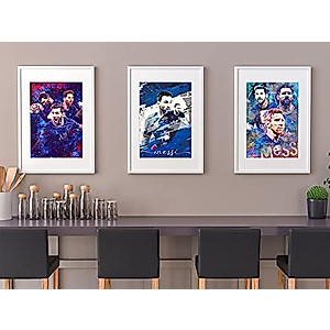 Famous Football Superstar Messi Set of 3 Poster Prints Wall Decor Bedroom for Living Room Sport Room Gift for Fan Football Size 11.7x16.5 inch UNFRAME