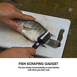 Cabilock Tile Tools 3pcs Fish Scaler Sawtooth Scarper Stainless Steel Fish Scales Cleaning Brush Fish Scales Skin Removing Peeling Gadget Seafood Processing Kitchen Tool (Random Color)