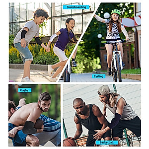 HiRui Elbow Pads, Basketball Baseball Elbow Brace Elbow Support Arm Compression Sleeve Collision Avoidance Elbow Pad for Volleyball Cycling Football Work Out, Women&Men(1Pair) (Black, XL)