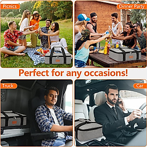 Uoxfill Lunch Bag Insulated Thermal Food Carrier Insulated Casserole Carrier for Hot or Cold Food,Insulated Tote Bag for Potluck Cookouts Parties Picnic, Lasagna Lugger,Fits 9"x13" Baking Pan,Gray