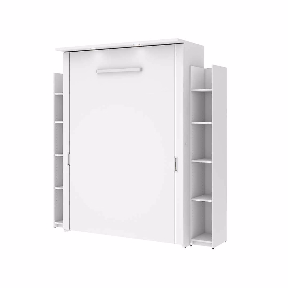 Bestar Lumina Full Murphy Bed with Shelves, Sleeping Arrangement with Storage, White