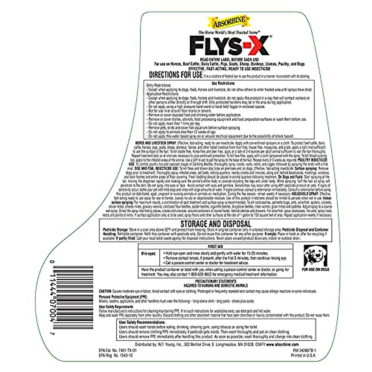 Absorbine Flys-X for Livestock RTU Insecticide, 1 Gallon