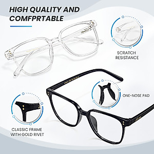 livho 2 Pack Blue Light Glasses for Women Men Computer Bluelight Blocking Glasses Anti Eye Fatigue
