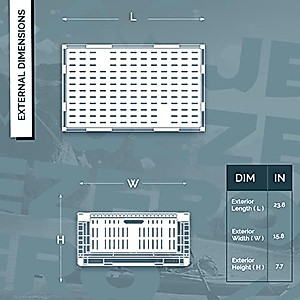JEZERO Stackable, Collapsible Professional Storage Crate: Grated Wall Utility Storage Baskets for Household Storage and Organization | Black, 23.6" x 15.8" x 7.7” (PN: CC19)