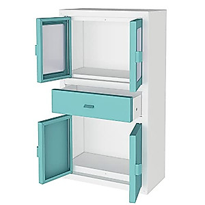 MIOCASA Mini Metal Locker Collectible Furniture Glass Door Display Cabinet for Classroom, School, Home, Pink, 14.25" Tall x 7.91" x 3.98"