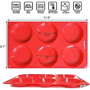 Walfos Silicone Whoopie Pie Baking Pans, 3 Pcs Non-Stick Muffin Top Pan. Food Grade and BPA Free Silicone, Great for Muffin, Eggs, Tarts and More, Dishwasher Safe