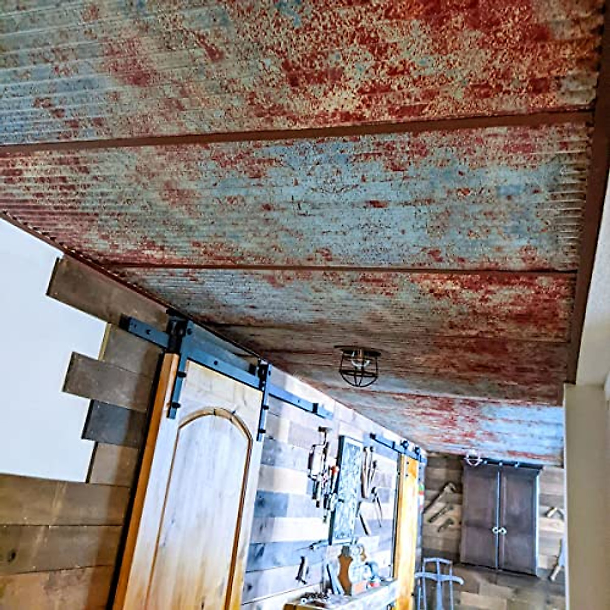 From Plain To Beautiful In Hours 261 Ridged Metal PVC 2' x 2' Lay-in Ceiling Tile (Covers / 40 sq.ft), Old Tin Roof, 10 Piece