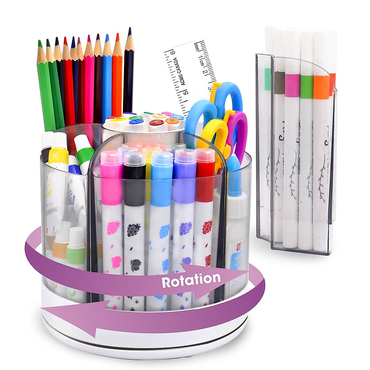 Vusmer Pencil Holders & Pen Holders for Desk 6 Slots 360 Degree Rotating Desk Organizers for Desk Desktop Storage