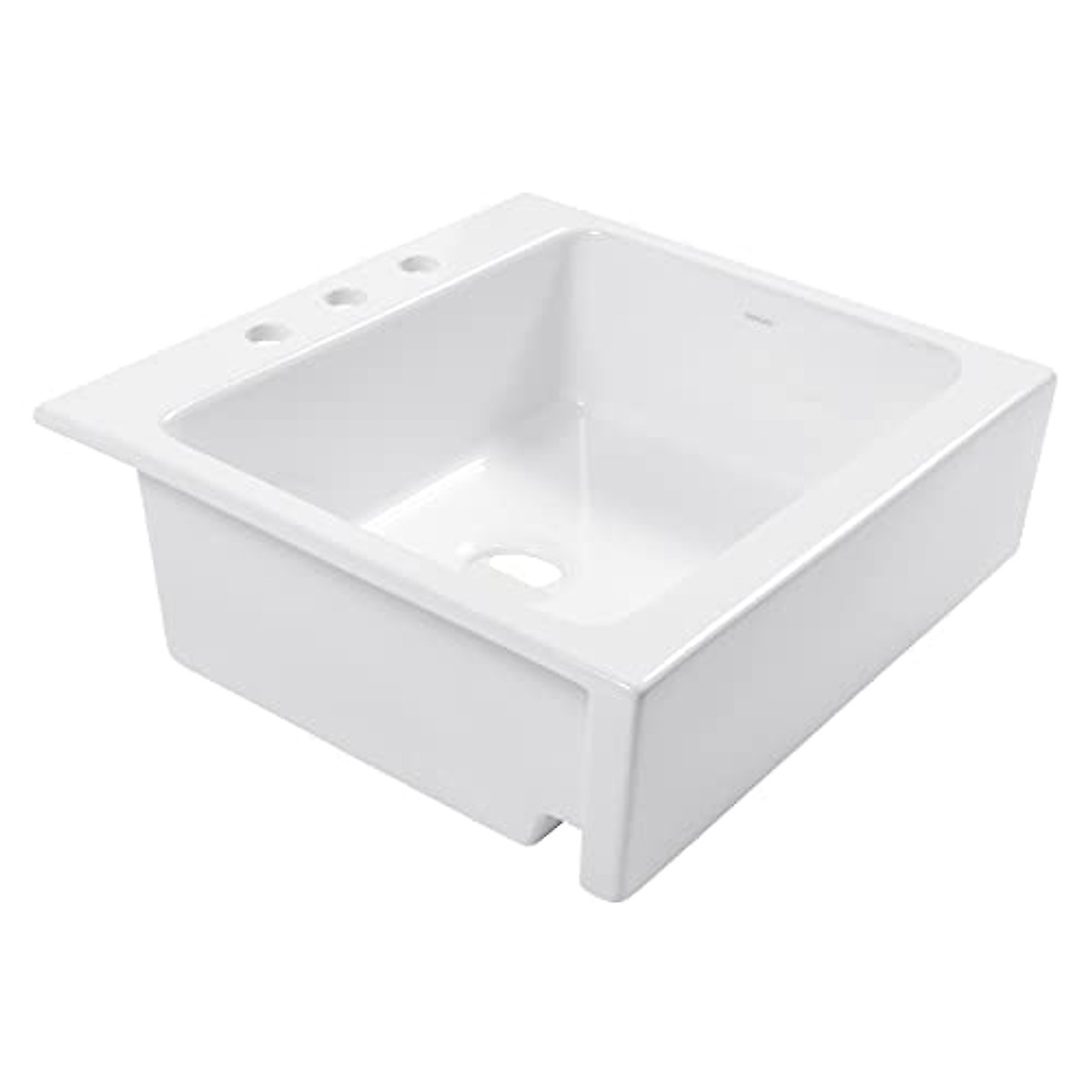 Sinkology SK452-26FC-3-AMZ Anna QuickFit Drop-in Farmhouse 25.85 in. 3-Hole Single Bowl Crisp White with Care IQ Kit Fireclay Kitchen Sink