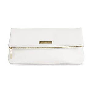 KATIE LOXTON Alise Womens Vegan Leather Zipper Fold-over Clutch Purse White