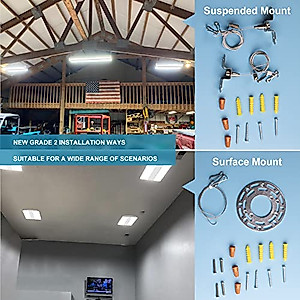 Lightdot 8 Pack LED High Bay Shop Light, 2FT (Large Area Illumination) 150W 21500LM [Eqv.600W MH/HPS] 5000K Daylight Linear Hanging Light for Warehouse, Energy Saving Upto 5600KW*8/5Yrs(5Hrs/Day)