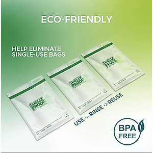 Smelly Proof Reusable Food Storage Bags, 15-Pack, Clear FLAT, 8.5x10