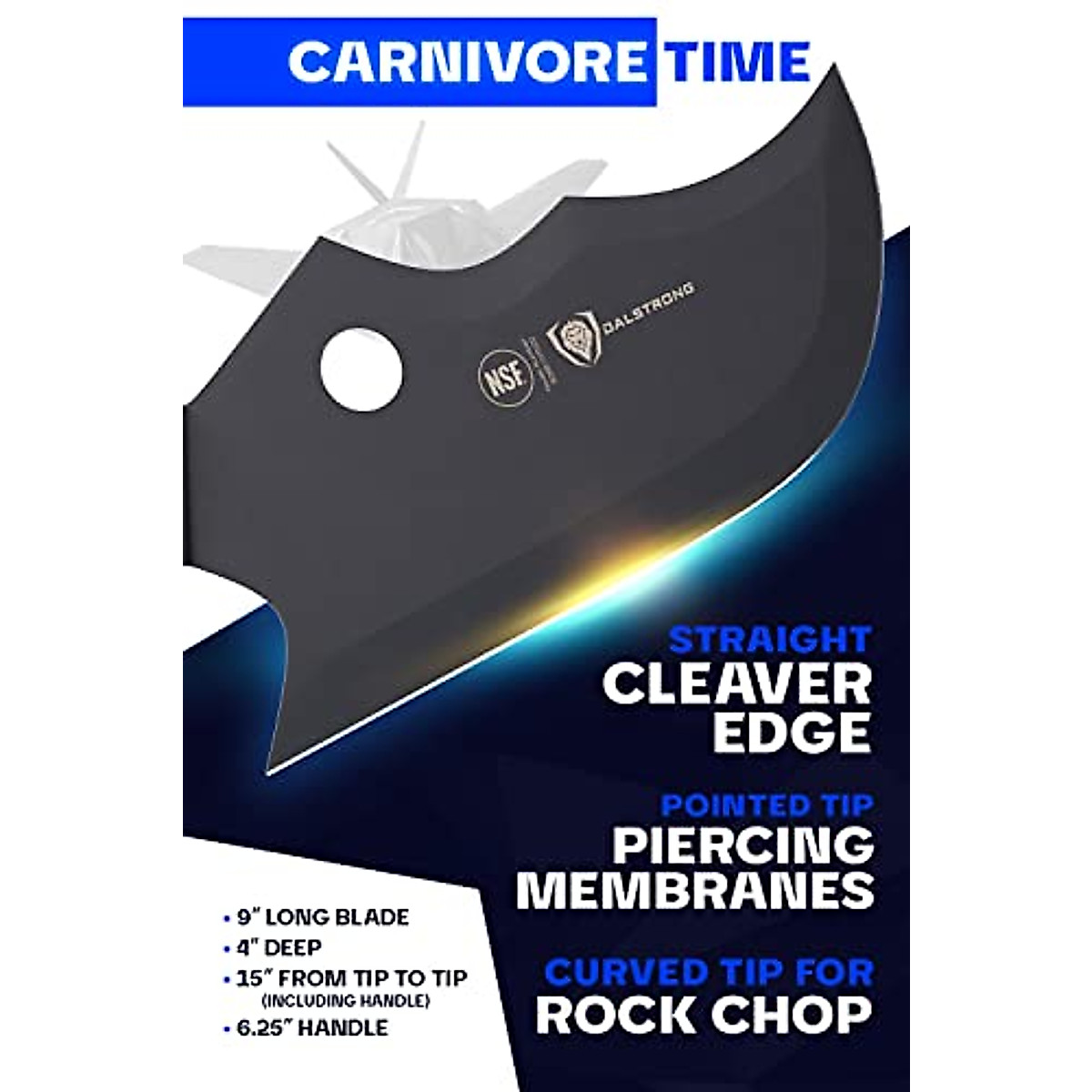 DALSTRONG Meat Cleaver Knife - 9 inch - Shadow Black Series - Black Titanium Nitride Coated - High Carbon - 7CR17MOV-X Vacuum Treated Steel - Sheath - Massive Razor Sharp Kitchen Knife - NSF Certified