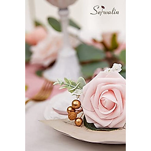 Serwalin Artificial Flowers Dusty Rose Fake Silk Flowers for DIY Wedding Bridal Bouquets Pink Fake Rose Flowers Combo Centerpieces Arrangements Party Baby Showers Home Cake Decorations