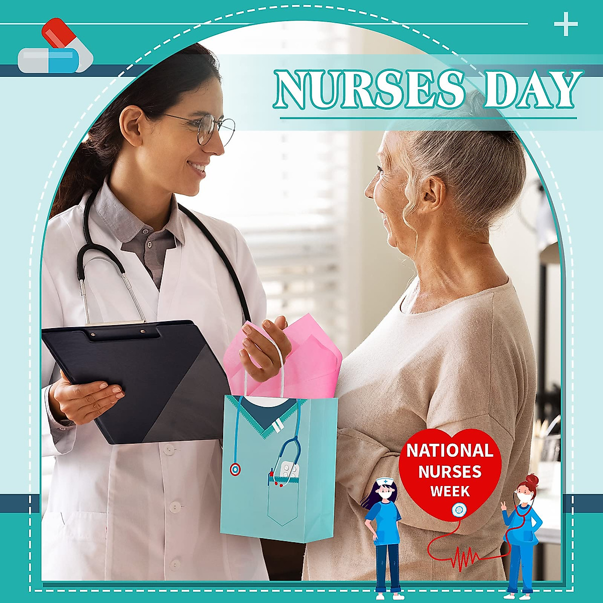 30 Pieces Nurse Graduation Gifts Bag, Thank You Nurse Craft Paper Goodie Bags with Handles Scratch Panel for Nurse Coworkers Medical Graduation Party Nurse Appreciation Week Gifts Supplies (Fresh)