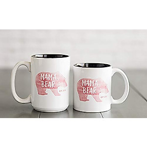 Personalized Coffee Mug with Name 15 oz, Custom Cup for Men and Women Best Friends (Mama Bear Design) - Perfect Christmas Present, Stocking Stuffers for Her