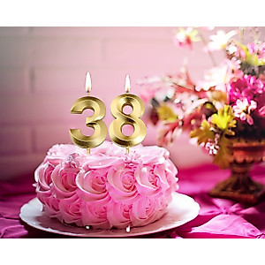 Gold 38th & 83rd Birthday Candles,Gold Number 38 83 Cake Topper for Birthday Decorations Party Decoration