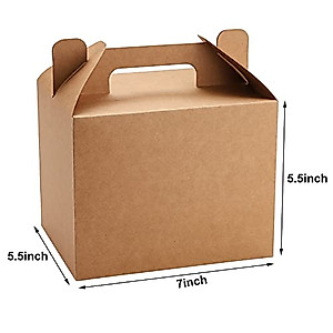 12 Pack Brown Treat Boxes, Kraft Paper Party Favor Boxes Gable Boxes Gift Boxes for Kids' Birthday Party, Wedding, Baby Shower, with Tag 7 x 5.5 x 5.5 Inches