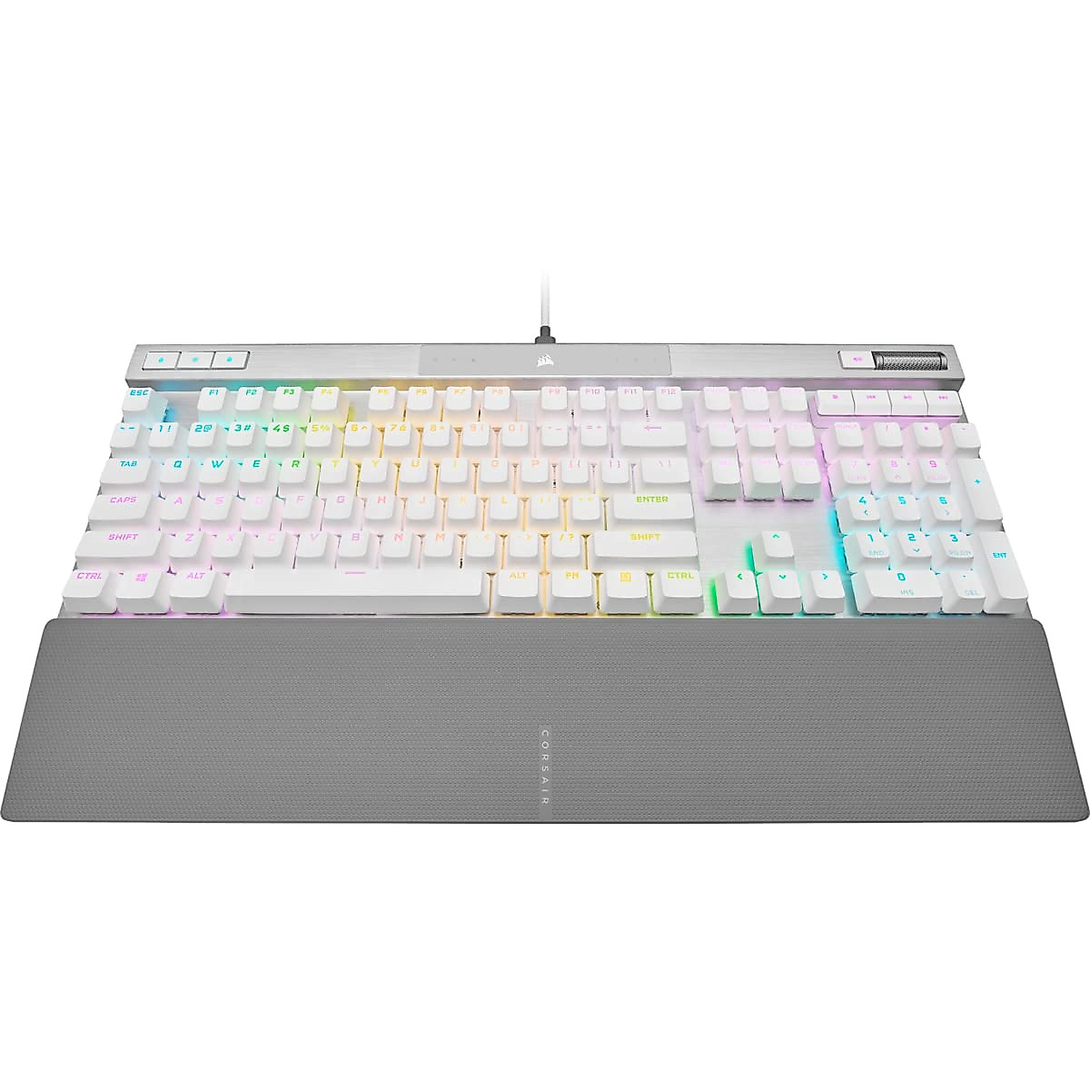 Corsair K70 PRO RGB Optical-Mechanical Gaming Keyboard - OPX Linear Switches, PBT Double-Shot Keycaps, 8,000Hz Hyper-Polling, Magnetic Soft-Touch Palm Rest - NA Layout, QWERTY - White
