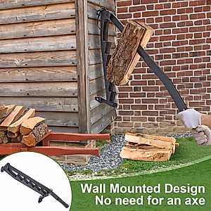ABX Kindling Splitter, Log Splitter, Wood Splitter Cutter Heavy Duty, Wall Mounted Carbon Steel Firewood Splitter, with Firewood Storage Bag*1, Storage Loop*1, Gloves*2