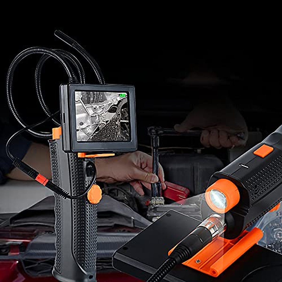8mm Inspection Camera, 6.6ft/2m Semi-Rigid Cable, 720P Sewer Camera, 4.3inch Screen, LED Flashlight, 2200mAh 3 Hours Battery Life