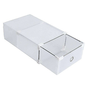 MNHW 10 Pack Plastic Stackable Shoe Storage Organizer Clear Drawer Box Metal Frame Bathroom organizer Shoe organizer Storage shelves Tool box Storage cabinet Closet organizer Kitchen storage Clo