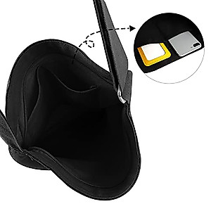 TOPTIE Canvas Hobo Bag Simple Large Size, Black Casual Shoulder Tote, Sturdy Crossbody Hobo Bag, Back to School