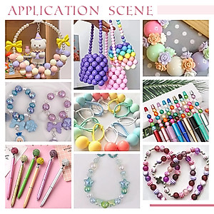 PH PandaHall 50pcs Chunk Beads, 20mm Bubblegum Beads Colorful Large Rhinestone Pearl Beads Loose Beads Round Spacer Beads for Jewelry Bracelet Necklace Pen Bag Chain Making Crafts Supplies