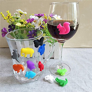 Cabilock Drink Markers 24pcs Wine Charms Silicone Wine Glass Markers Sea and Land Animals Wine Identifier Drinking Cup Sign Party Cup Bottle Sign Wine Glass Charms