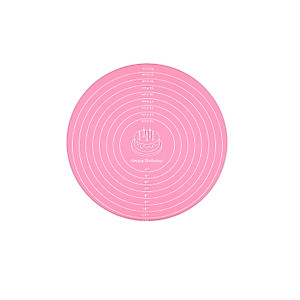Silicone Baking Mat Cake Mat Silicone Cake Mat Silicone Baking Mat with Measurements for CakeTurntable Stand Non-Stick Heat Resistant Pastry Baking Sheet -Pink