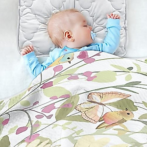 Kigai Flower Bird Baby Blanket for Boys Girls, Swaddle Blankets Soft Cozy Nursery Receiving Blankets Travel Blanket Throw Blankets for Toddler Newborn, 30 x 40 Inch