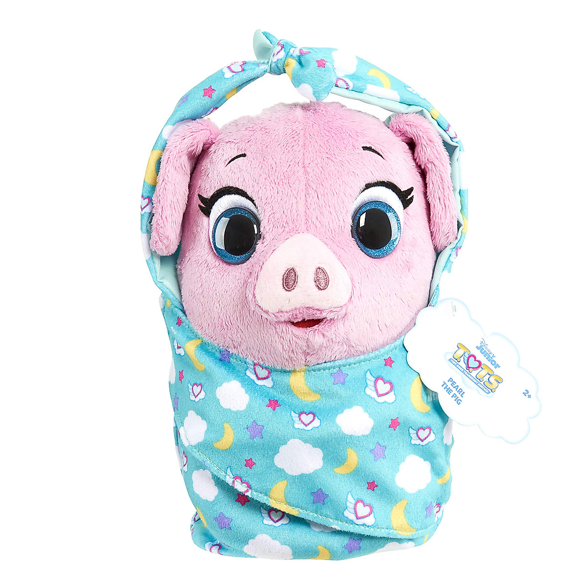 Disney Jr T.O.T.S. Cuddle & Wrap Plush, Pearl the Piglet, Officially Licensed Kids Toys for Ages 3 Up by Just Play