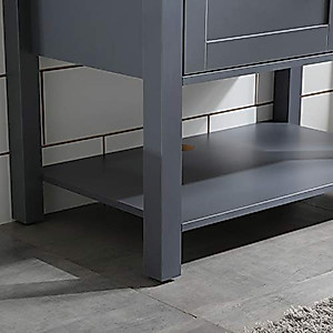 30" Grey Bathroom Vanity Sink Combo Marble Pattern Top w/Mirror Faucet&Drain Set