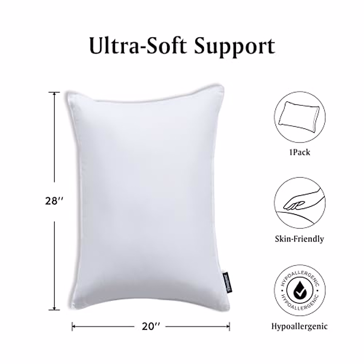 Beautyrest BT-DP-35 Tencel/Cotton Blend Cover Hypoallergenic White Down Pillow, 650 Fill Power, Jumbo