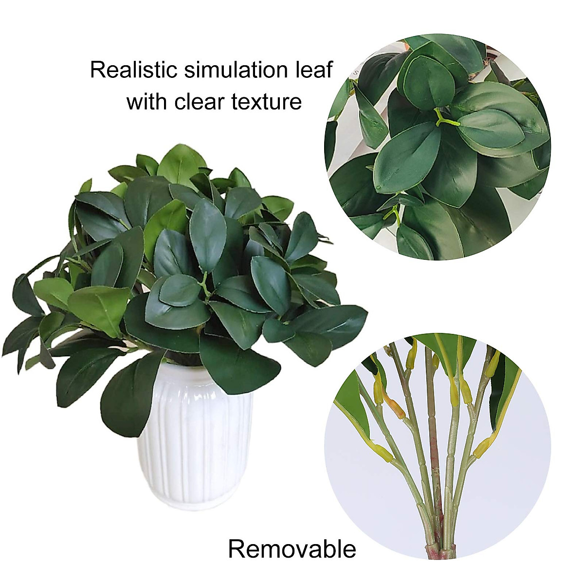 HO2NLE 4Pcs Artificial Shrubs Plants Fake Eucalyptus Leaves Stems Faux Greenery Branches for Garden Window Box Home Wedding Courtyard Outdoor Office Kitchen Decoration