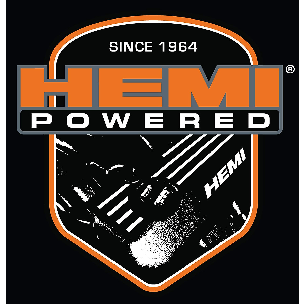 Men's Hemi Powered T-Shirt Black Short Sleeve Crew Neck Shirt (2X, Black)