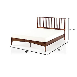 ZINUS Linda Mid Century Wood Platform Bed Frame / Solid Wood Foundation / Wood Slat Support / No Box Spring Needed / Easy Assembly, King,Brown