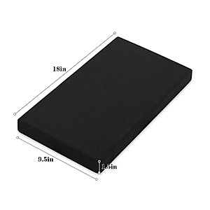 baibu Rectangle Bench Stool Cushion, Set of 4 Non-Slip Saddle Stool Seat Cushions Bar Stool Cushion with Machine Washable Cover - 4 Cushions Only (Black, 18x9.5x1.5in)