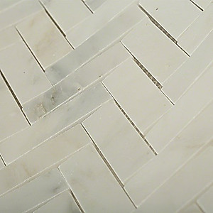 Splashback Tile ORIENTAL HERRINGBONE Oriental Sculpture Herringbone 12" x 8mm Marble Mosaic Floor and Wall Tile